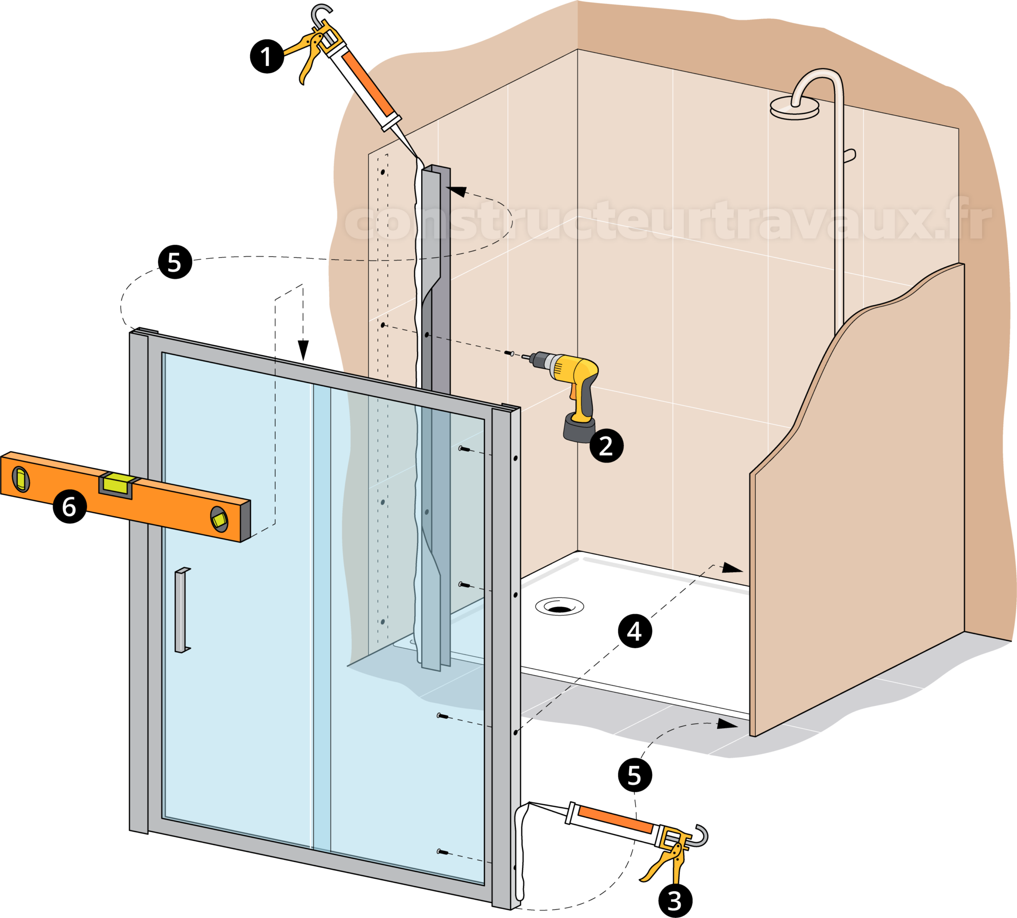 Prix et pose d'une porte de douche - Tarif, coût, devis